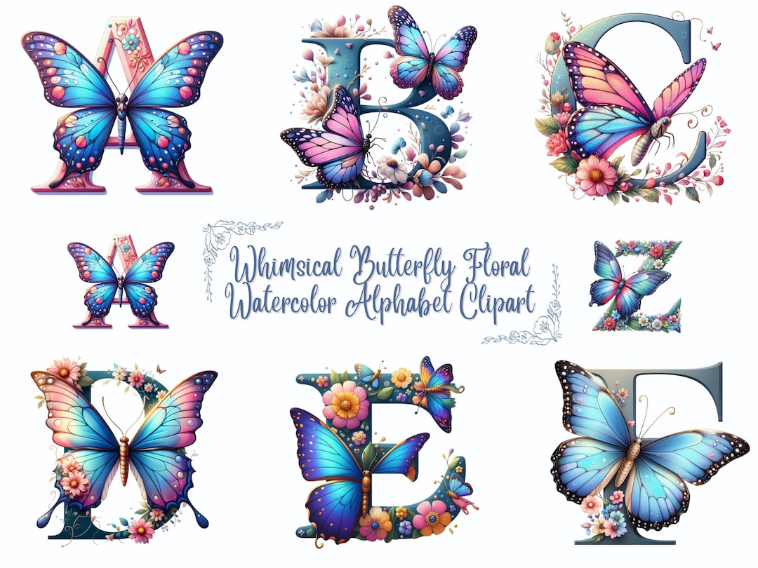 Alphabet PNG Clipart, Boho Butterfly Clipart Png, Garden Wildflower ...