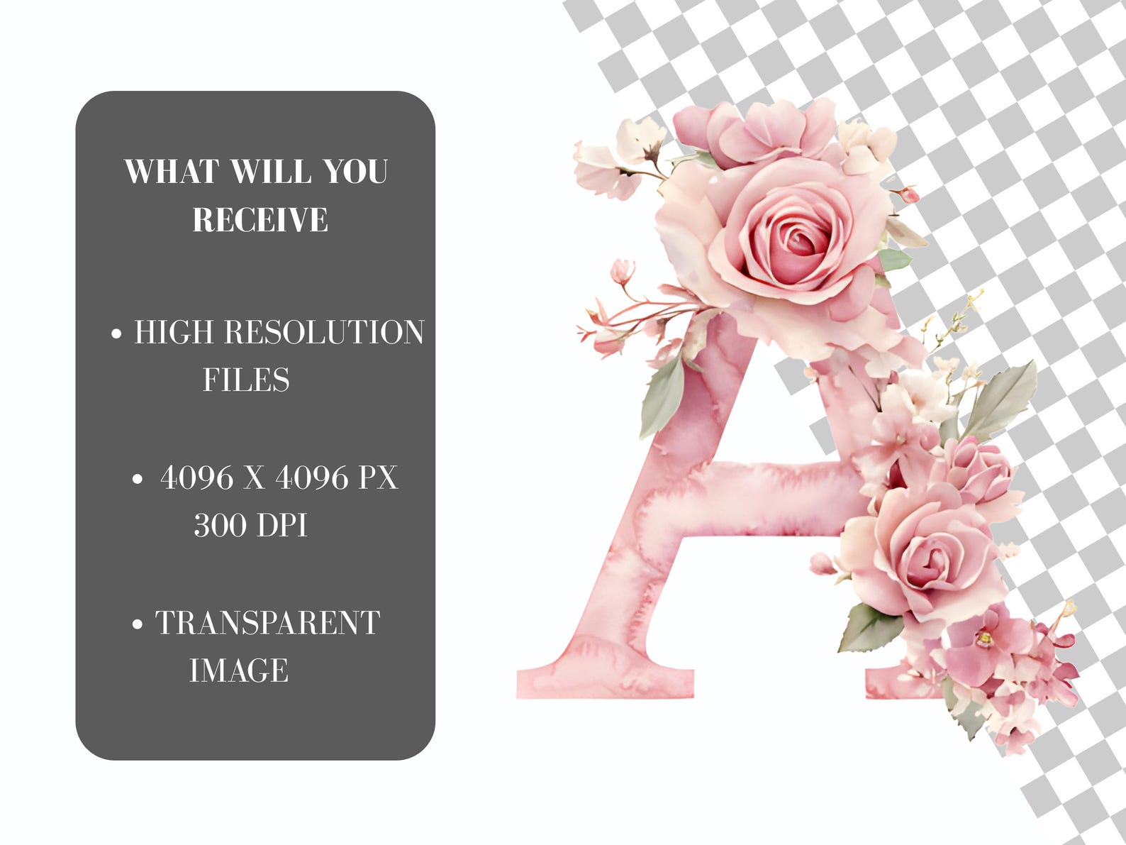 Pink Alphabet Clipart, Watercolor Letters Floral PNG, Watercolor Letter ...