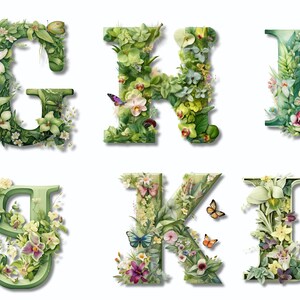 Floral Alphabet Clipart, Sage Green Watercolor Letters A-Z, Green ...