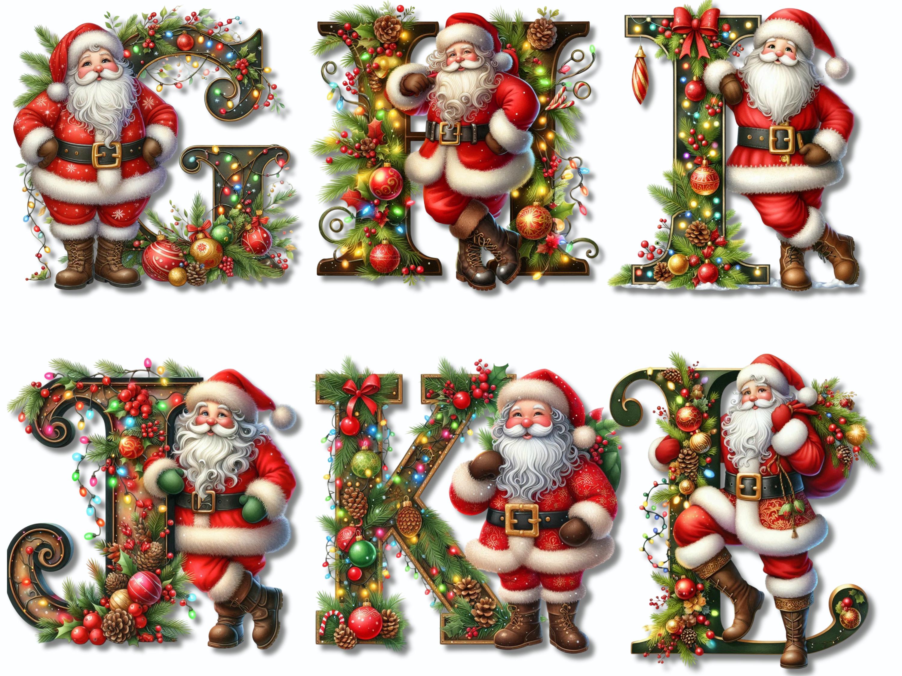 Christmas Alphabet Clipart, Santa Hat Alphabet Set, Holiday Alphabet ...