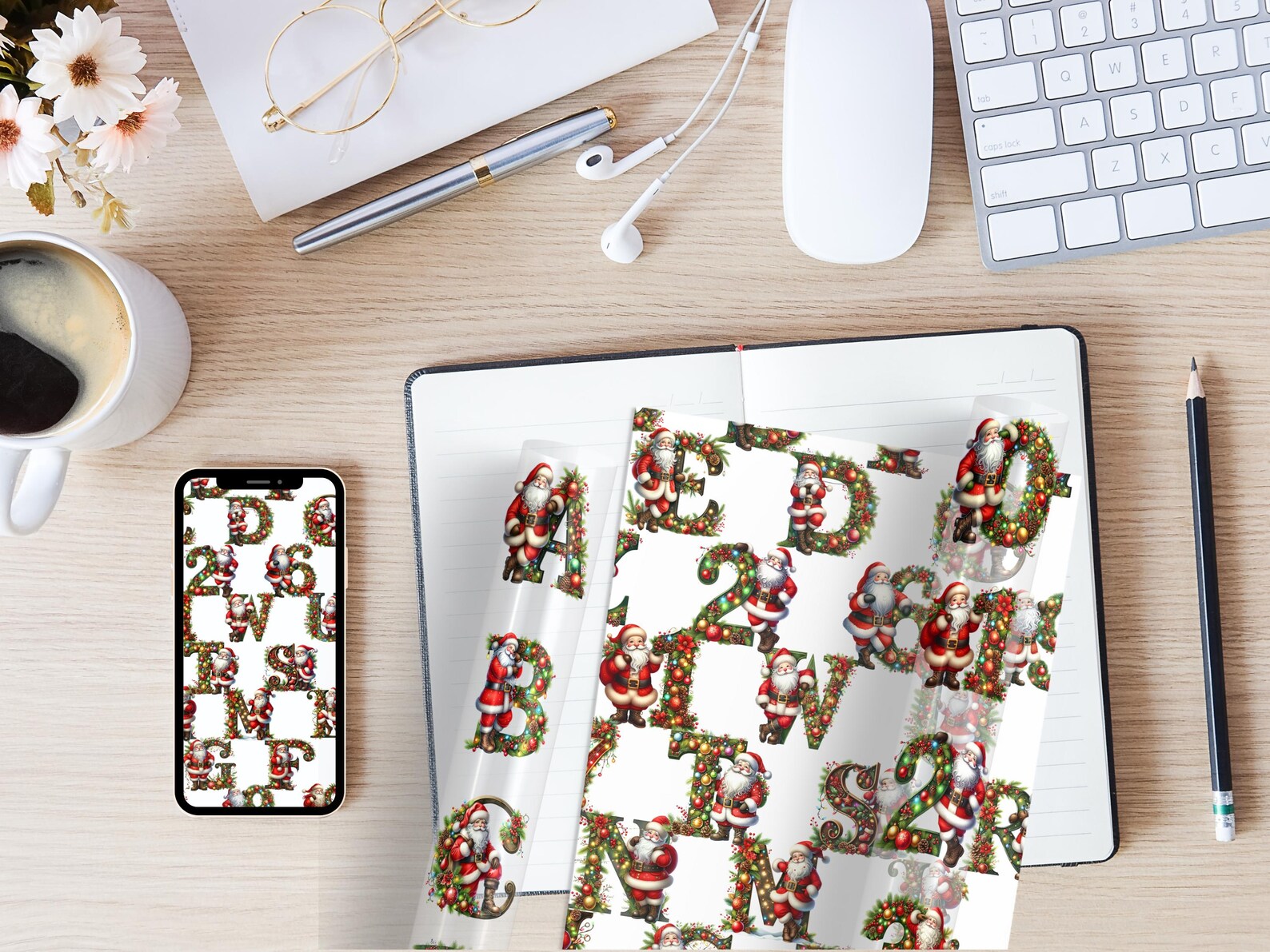 Christmas Alphabet Clipart, Santa Hat Alphabet Set, Holiday Alphabet ...