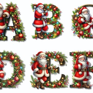 Christmas Alphabet Clipart, Santa Hat Alphabet Set, Holiday Alphabet ...