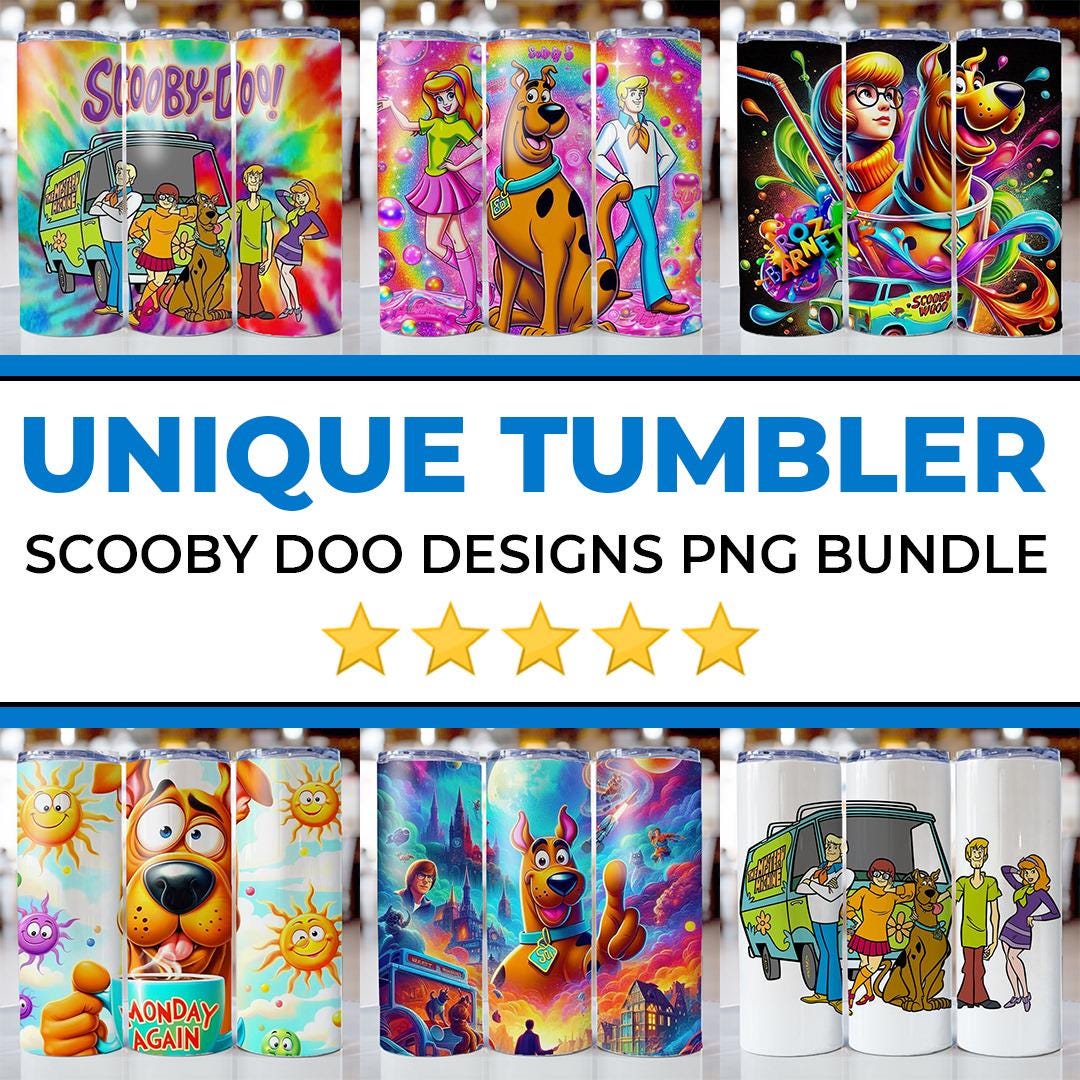 Scooby Doo Tumbler Wrap PNG Bundle, 90s Cartoon 20oz Skinny Tumbler ...