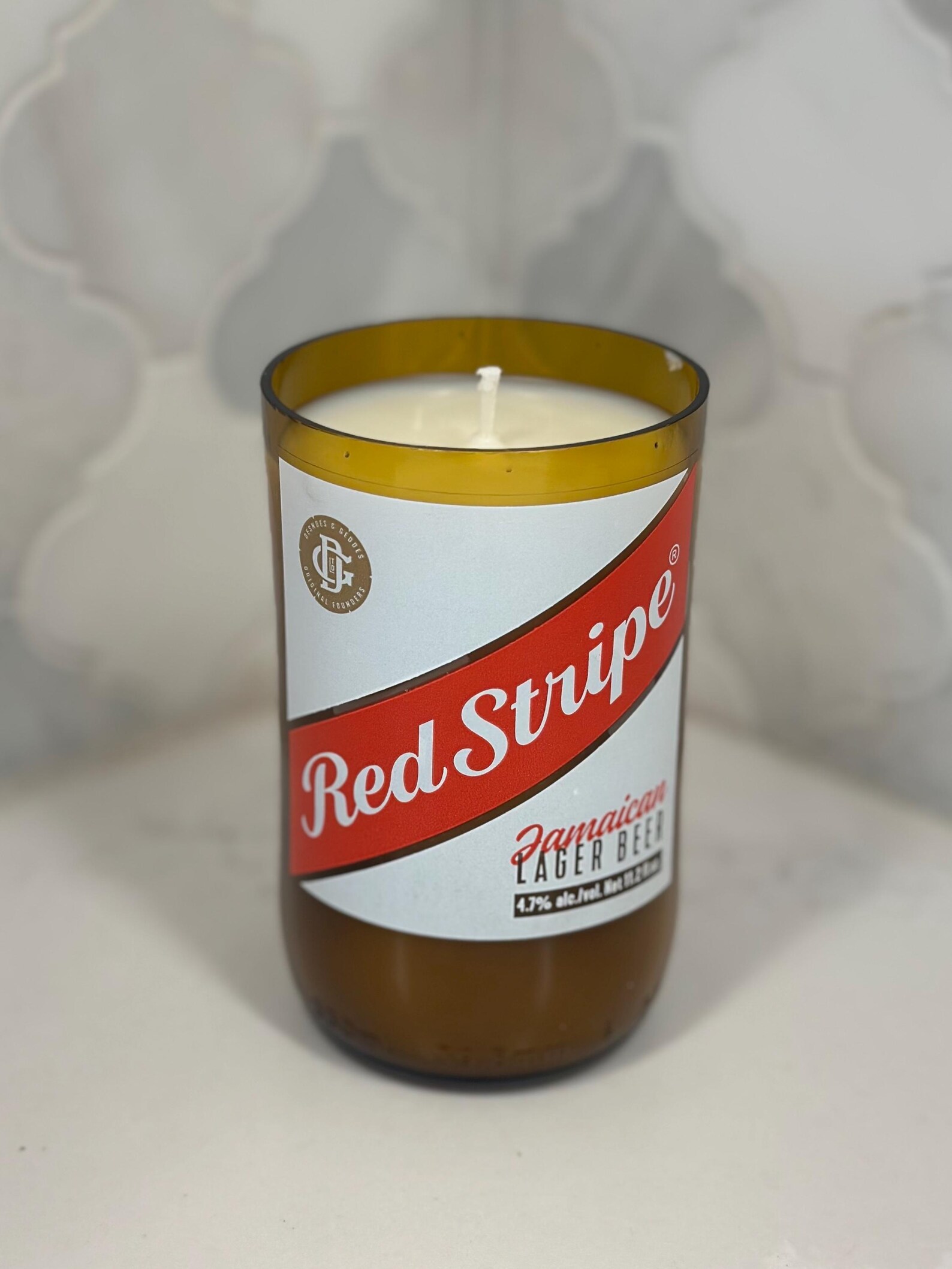 Red Stripe Jamaican Lager - Handmade Recycled Beer Bottle Candle ...