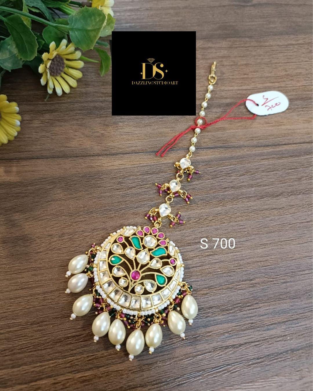 Kundan Ruby Emerald Mangtika: Traditional Pakistani Bridal Headpiece - Etsy