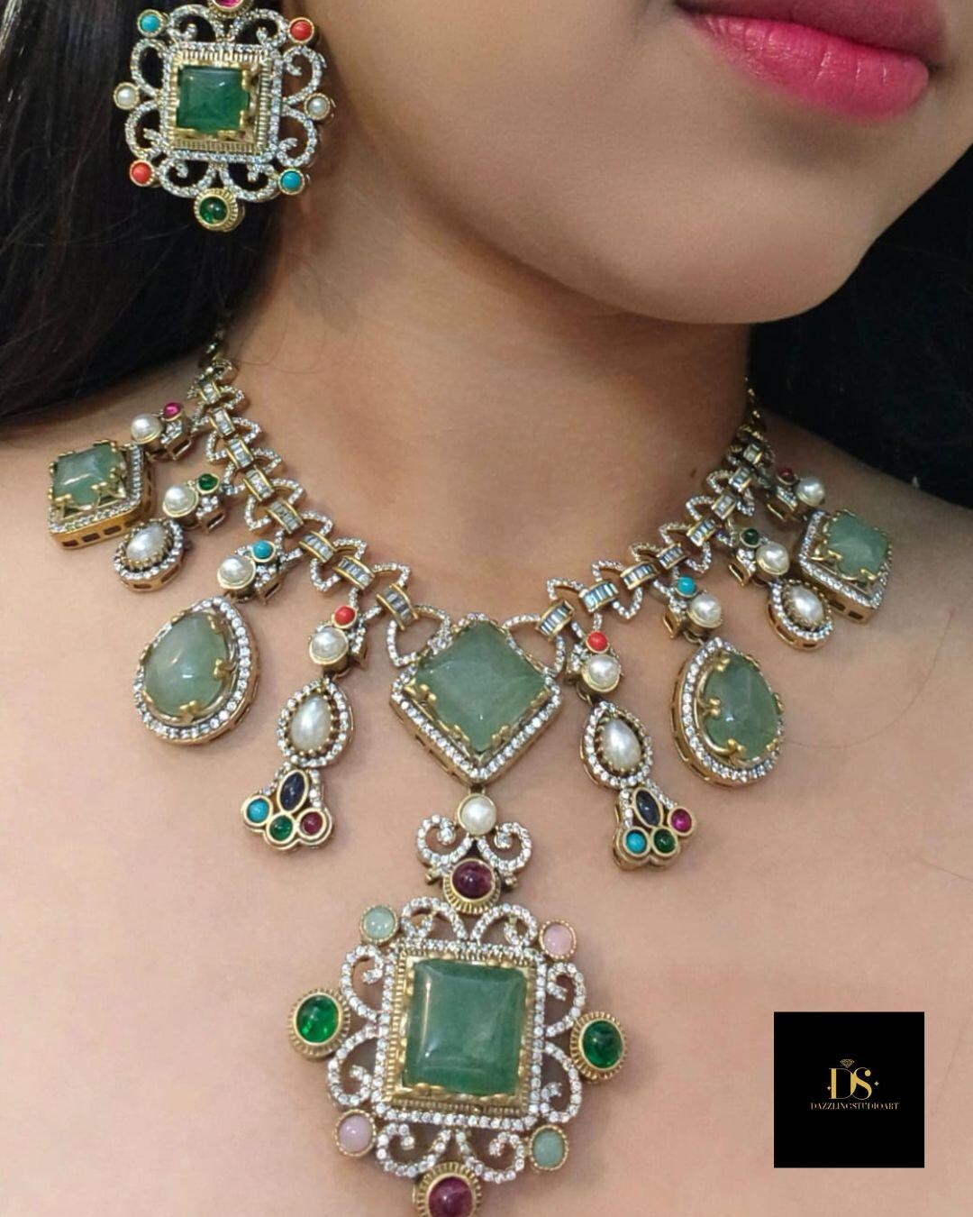 Jadau Kundan Polki Full Bridal Wedding Necklace Set | Luxury Indian ...