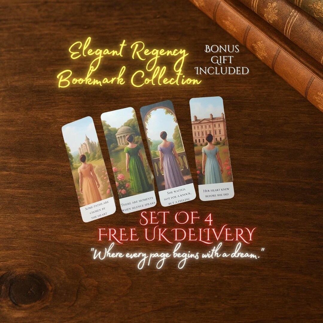 Regency Bookmarks Set of 4. Jane Austen Inspired. Romantic. Bridgerton ...