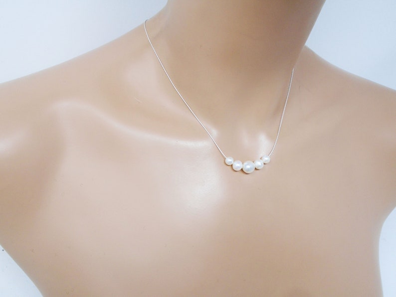 5 Natural Freshwater Pearl Necklace Solid Sterling Silver Etsy