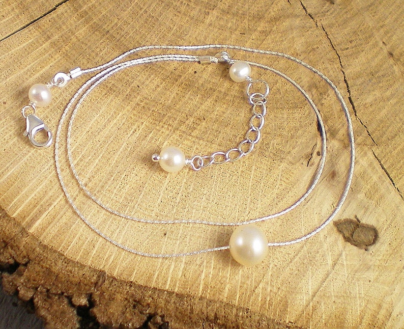 Single Freshwater Pearl Necklace Solid Sterling Silver Etsy