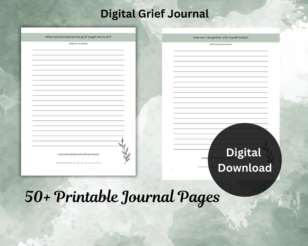 Digital Instant Download Grief Journal for Healing Guided Writing ...