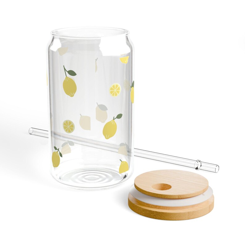 Glass Tumbler With Lemonade Design - Summer Drinkware, Beverage Cup ...