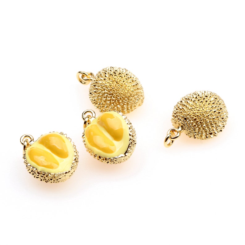 Fruit Enamel Charms,enamel Durian Fruit Pendant,18k Gold Filled Fruit ...