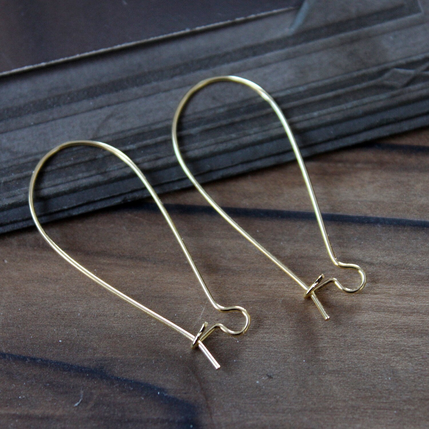 100pcs Gold Plated Earring Medium Kidney Ear Wires NICKEL Free-38mm ...