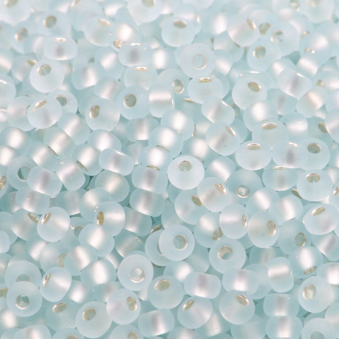 3.2mm Transparent Matte Light Blue Seed Beads Silver Lined Glass Beads ...