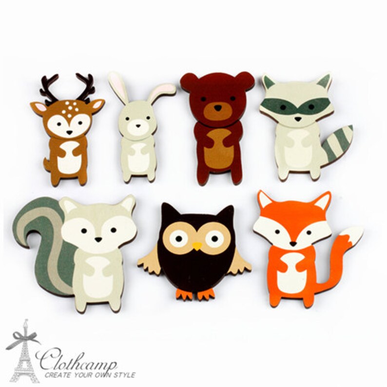 7pcs Handmade Wooden Cute Owl Fox Deer Bear Rabbit Wolf Animal - Etsy