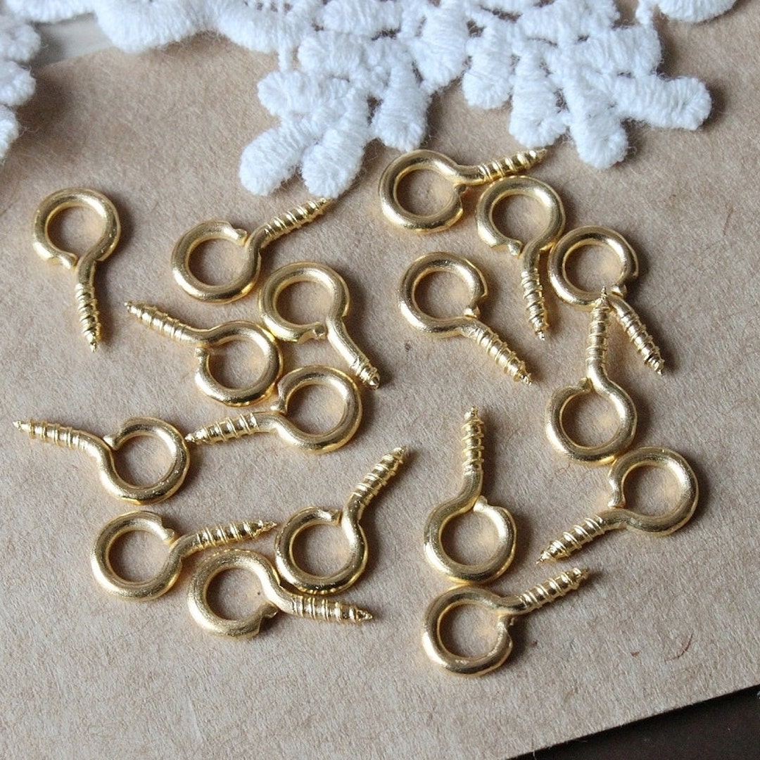 100pcs 7x13mm Nickel Free Gold Eyehook Screw Eyepin Eye Pins With 7mm ...