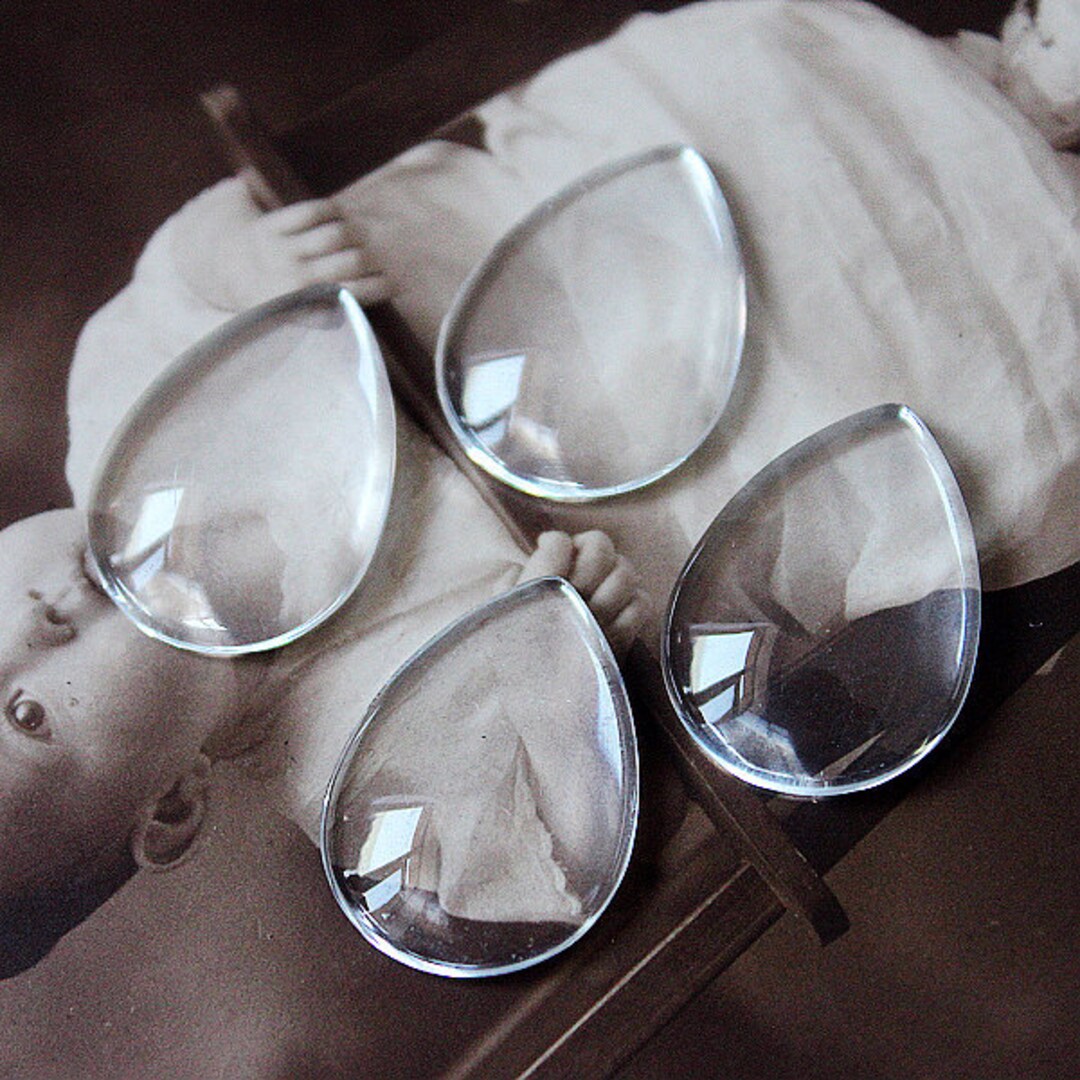 10pcs( 18x25mm) -transparent Clear Teardrop Glass Cabochon - Etsy