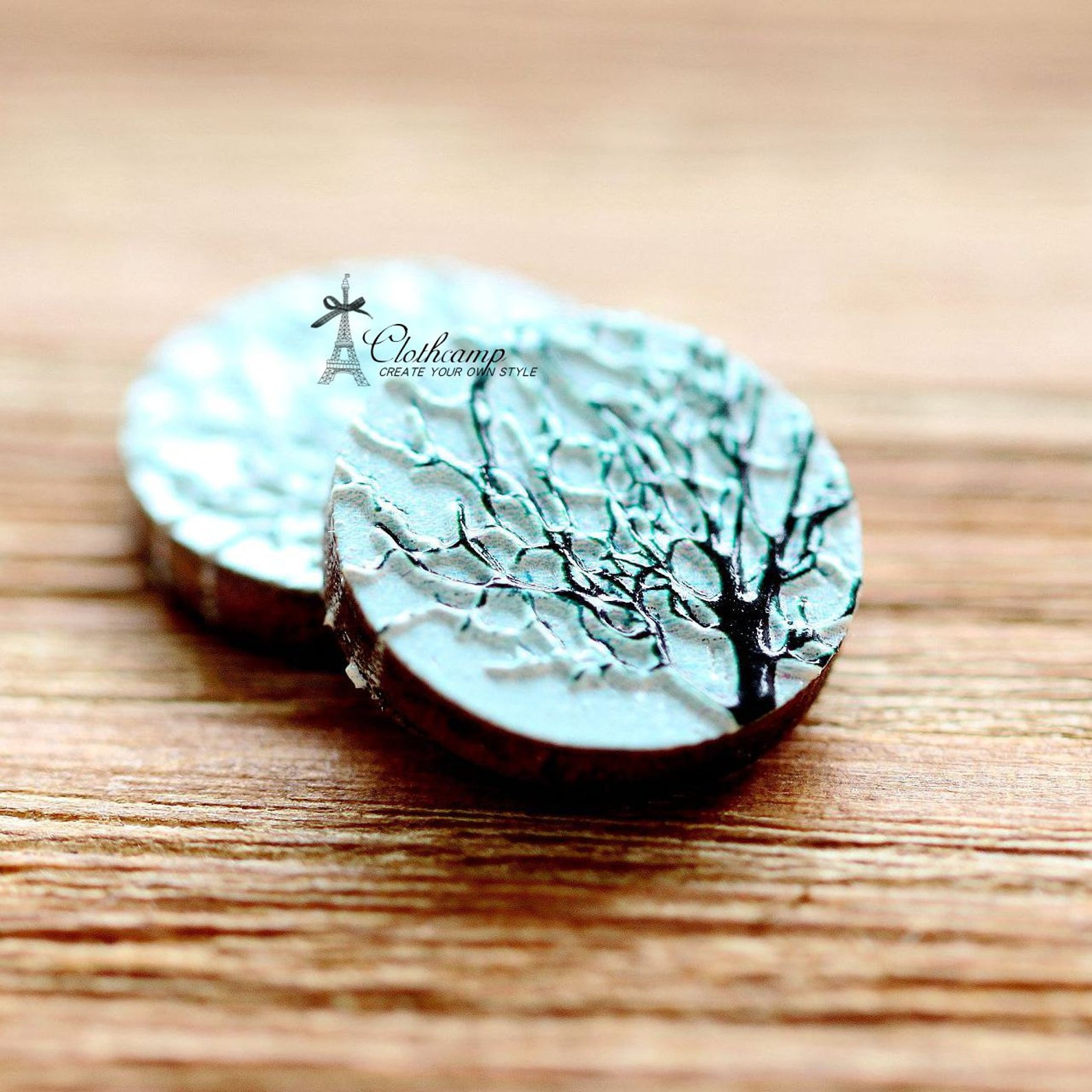 20% off unique 3D Embossed Tree 16mm Round Handmade Wood Cut - Etsy