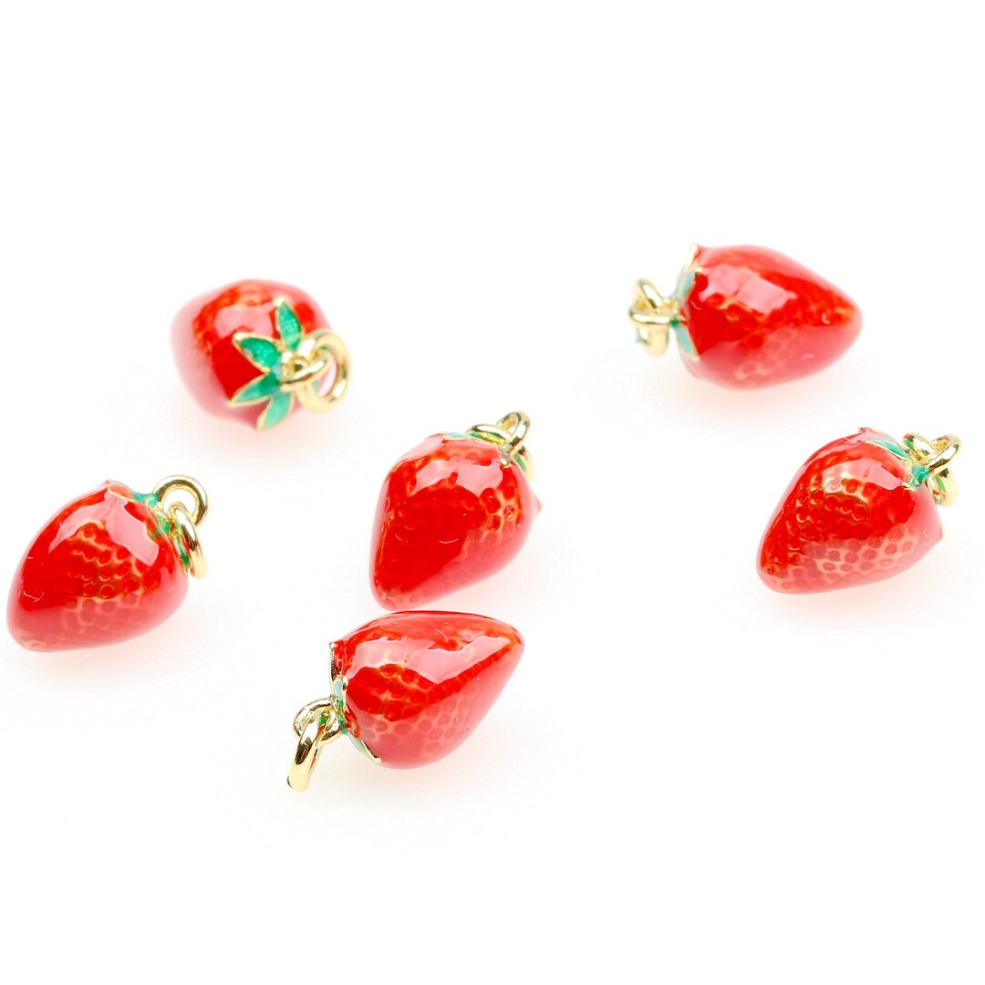 Strawberries Enamel Charms,fruit Enamel Pendant,18k Gold Filled ...