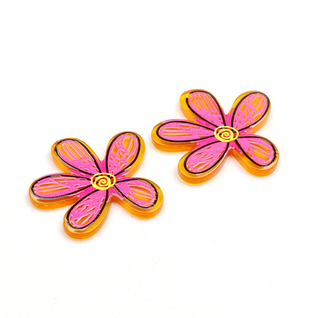 3D Printed Acrylic Bead,acrylic Earring Charm,flower Shaped Pendant ...