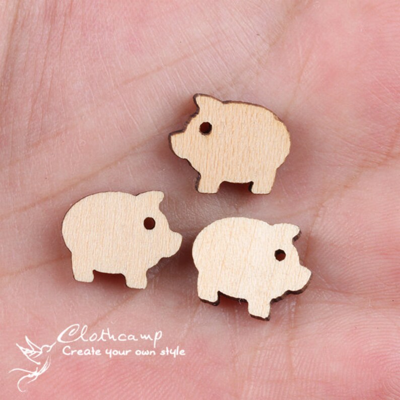 50% SALE DIY Laser Cut Wood Pig Round Charms / Pendants - Etsy