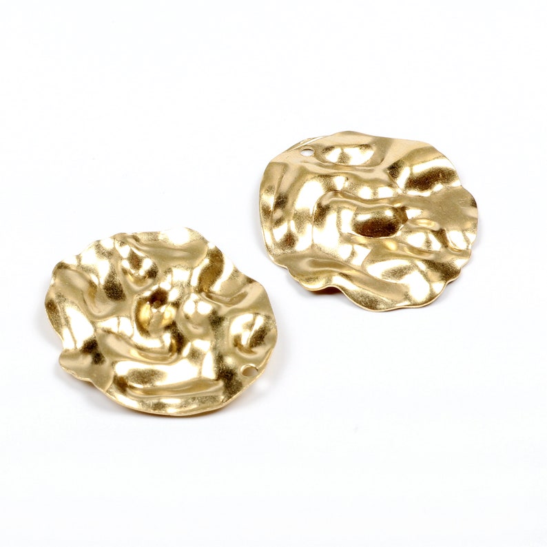 Hammered Raw Brass Wavy Disc Charms,earring Findings,textured Pendant ...