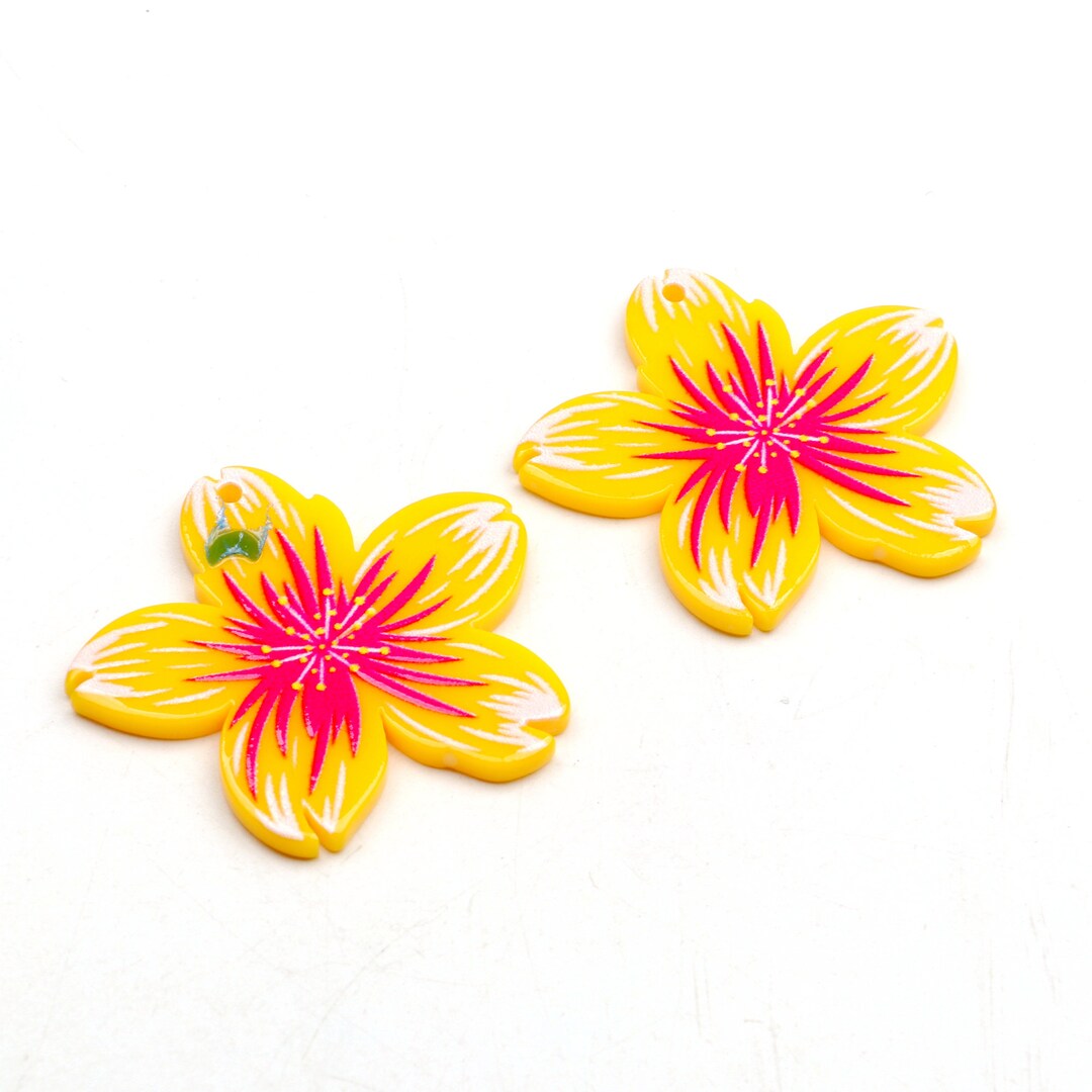 3D Printed Acrylic Bead,acrylic Earring Charm,flower Shaped Pendant ...