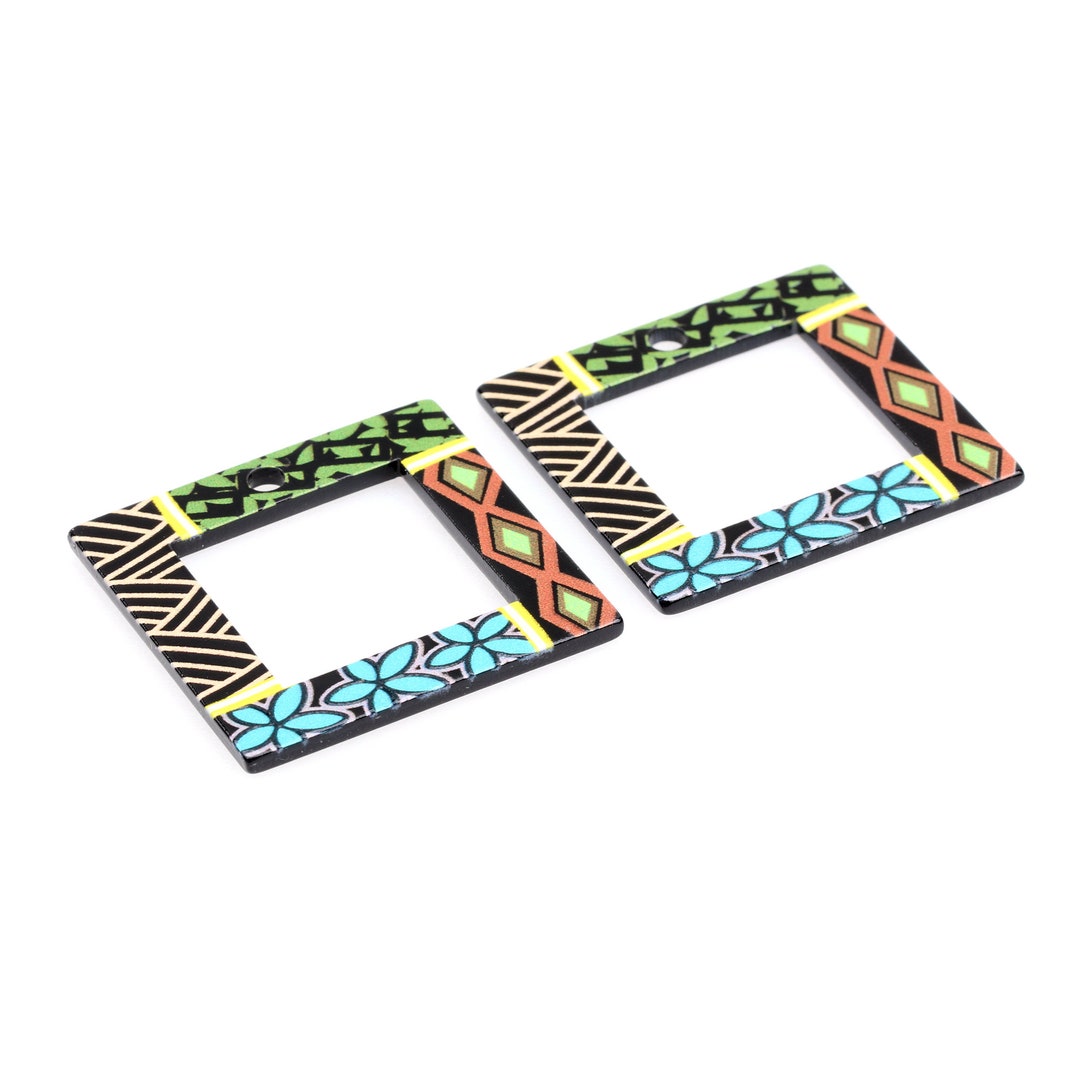 Beautiful Acrylic Earring Charms,square Flat Pendant,colours Flower ...