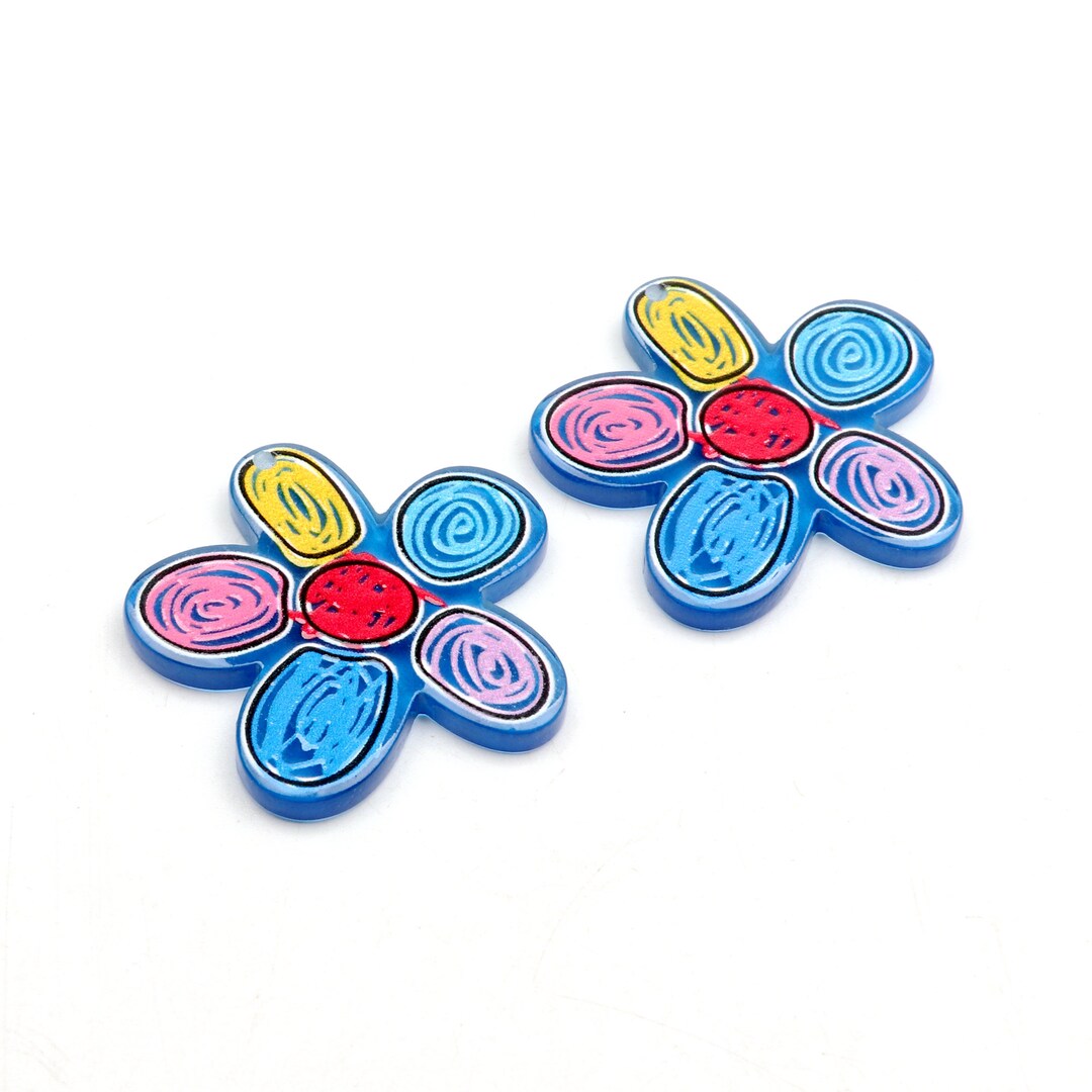 3D Printed Acrylic Bead,acrylic Earring Charm,flower Shaped Pendant ...