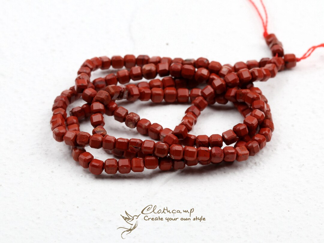 Natural Red Jasper Beads Faceted Cube Dice Square Beads Loose Gem Beads ...