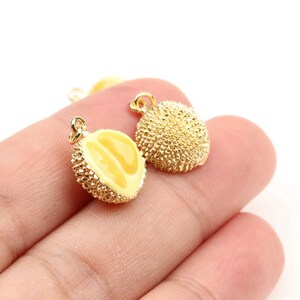 Fruit Enamel Charms,enamel Durian Fruit Pendant,18k Gold Filled Fruit ...