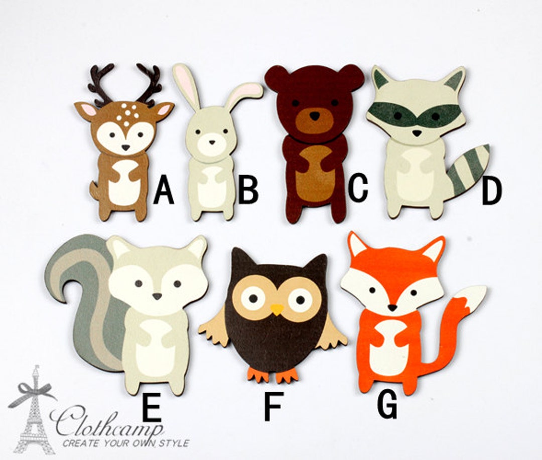 7pcs Handmade Wooden Cute Owl Fox Deer Bear Rabbit Wolf Animal - Etsy