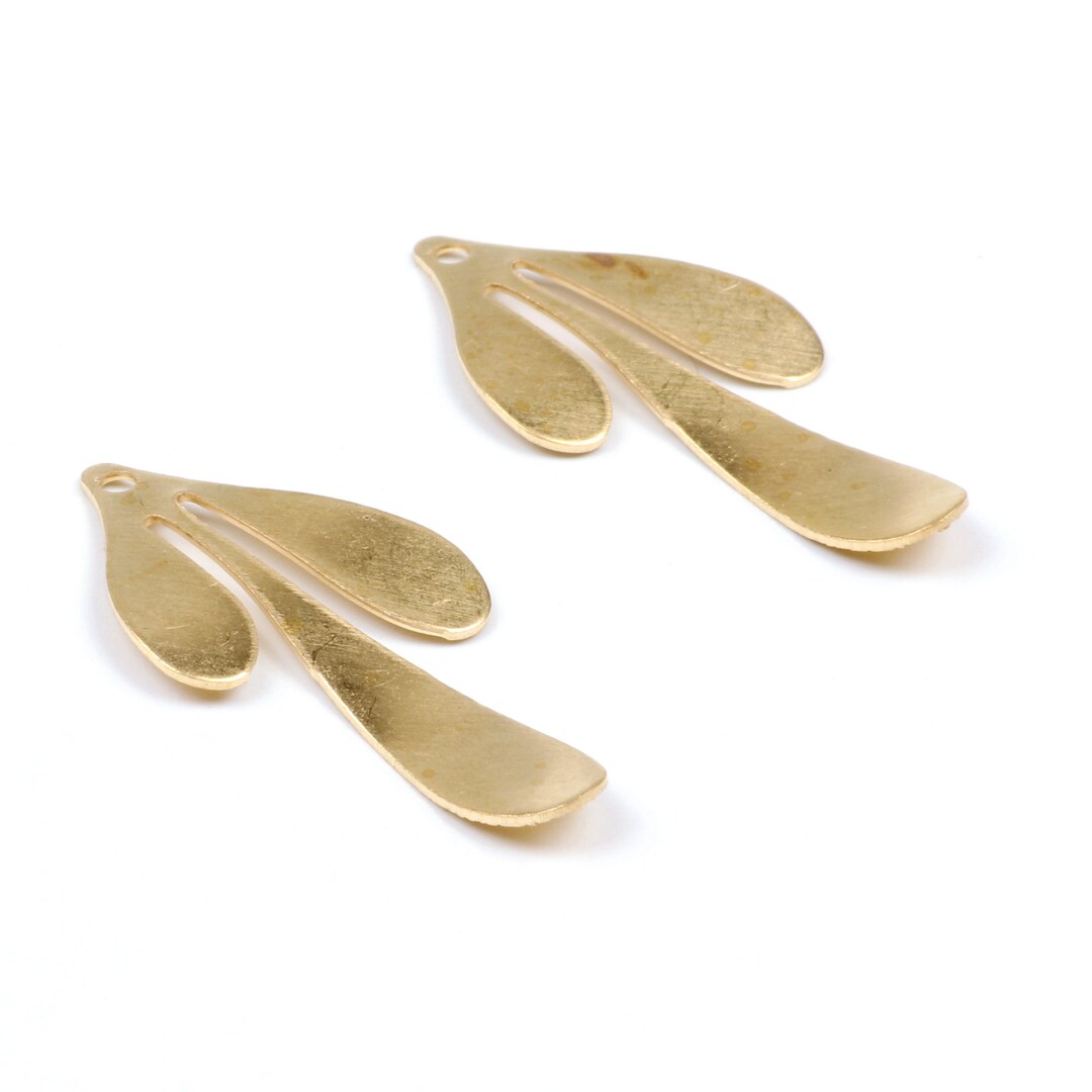 Brass Leaf Charms, Raw Brass Earrings Findings,raw Brass Pendant ...