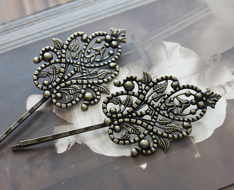 10pcs Wholesale Antique Brass Filigree Feather Hair Pins Clip - Etsy