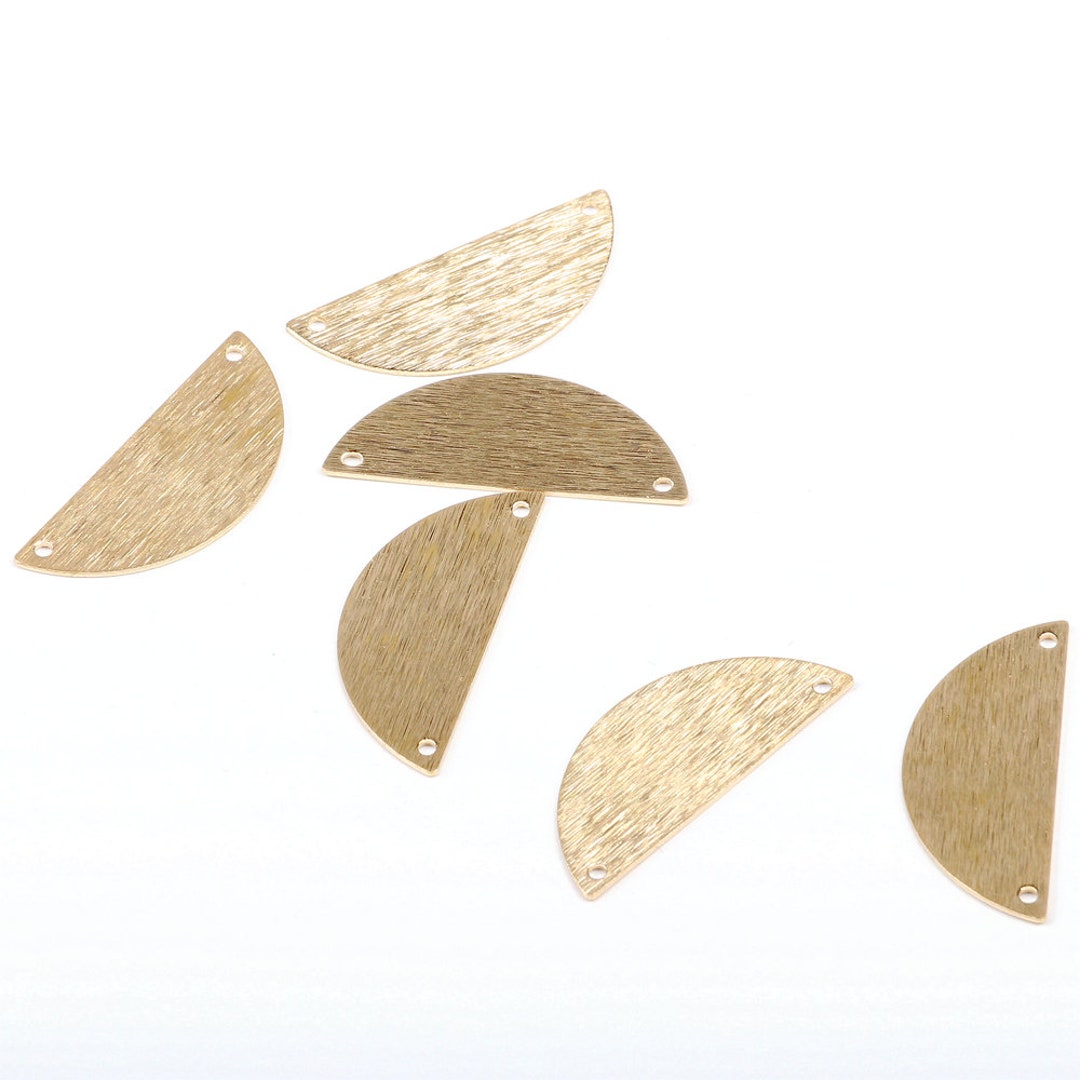 Raw Brass Half Moon Textured Charms,semi Circle Connector With 2 Holes ...