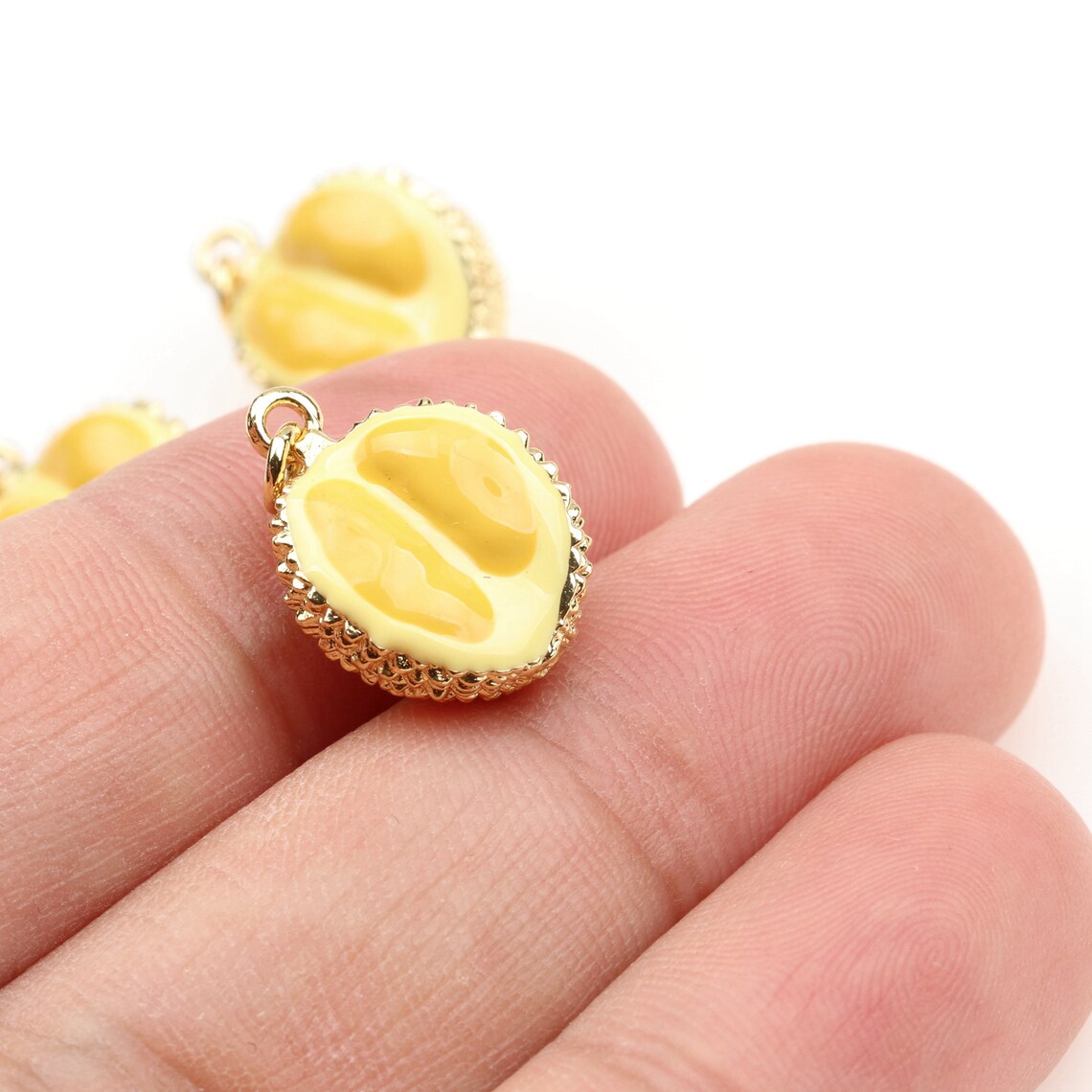 Fruit Enamel Charms,enamel Durian Fruit Pendant,18k Gold Filled Fruit ...