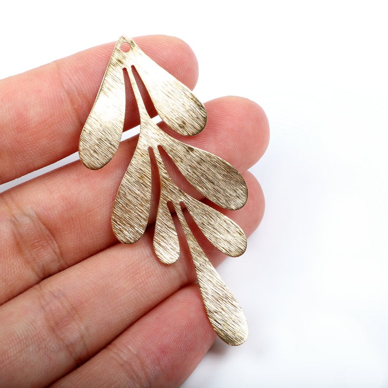 Brass Leaf Charmsraw Brass Textured Leaf Earring - Etsy