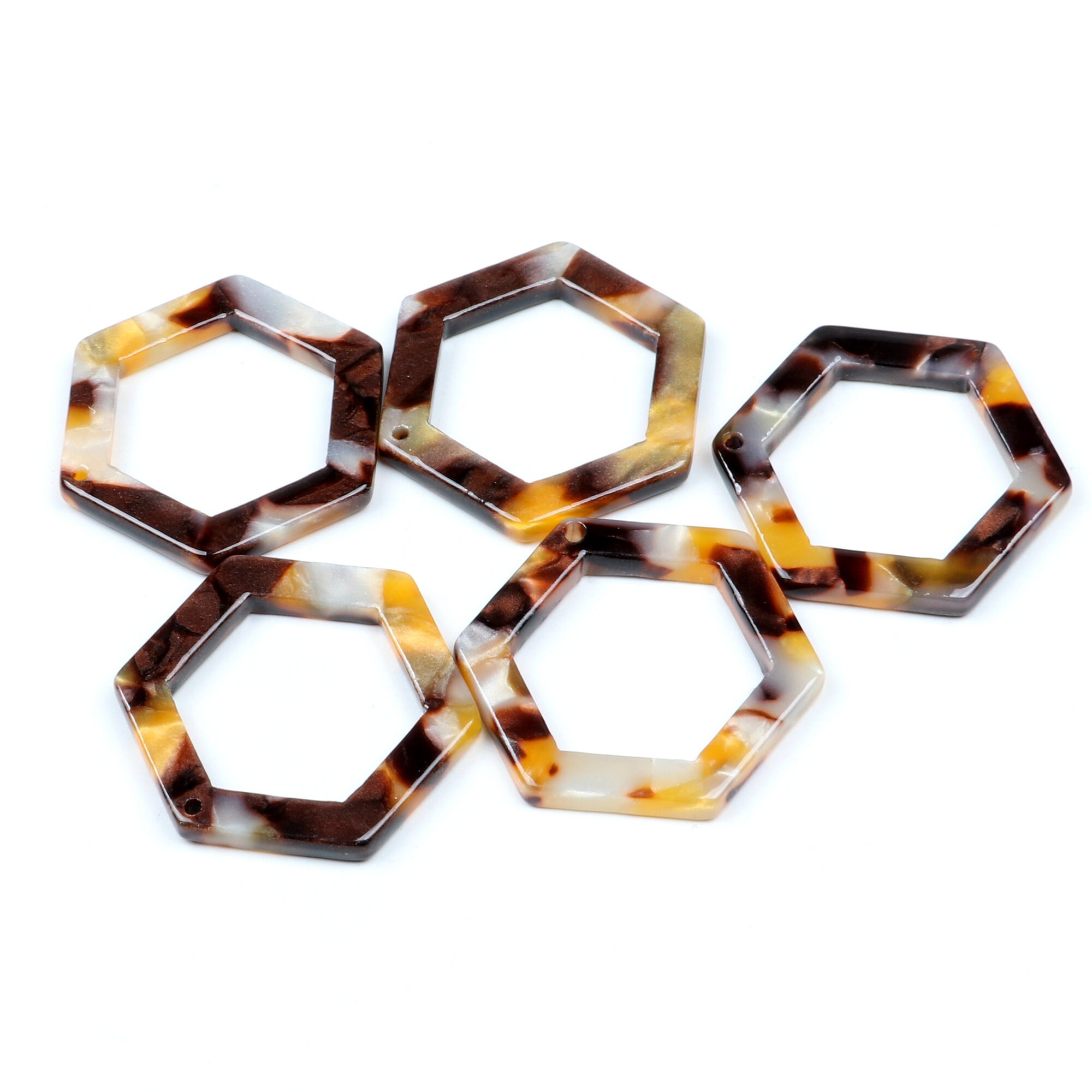 Tortoise Shell Beadsacetate Acrylic Earring Charmshexagon - Etsy