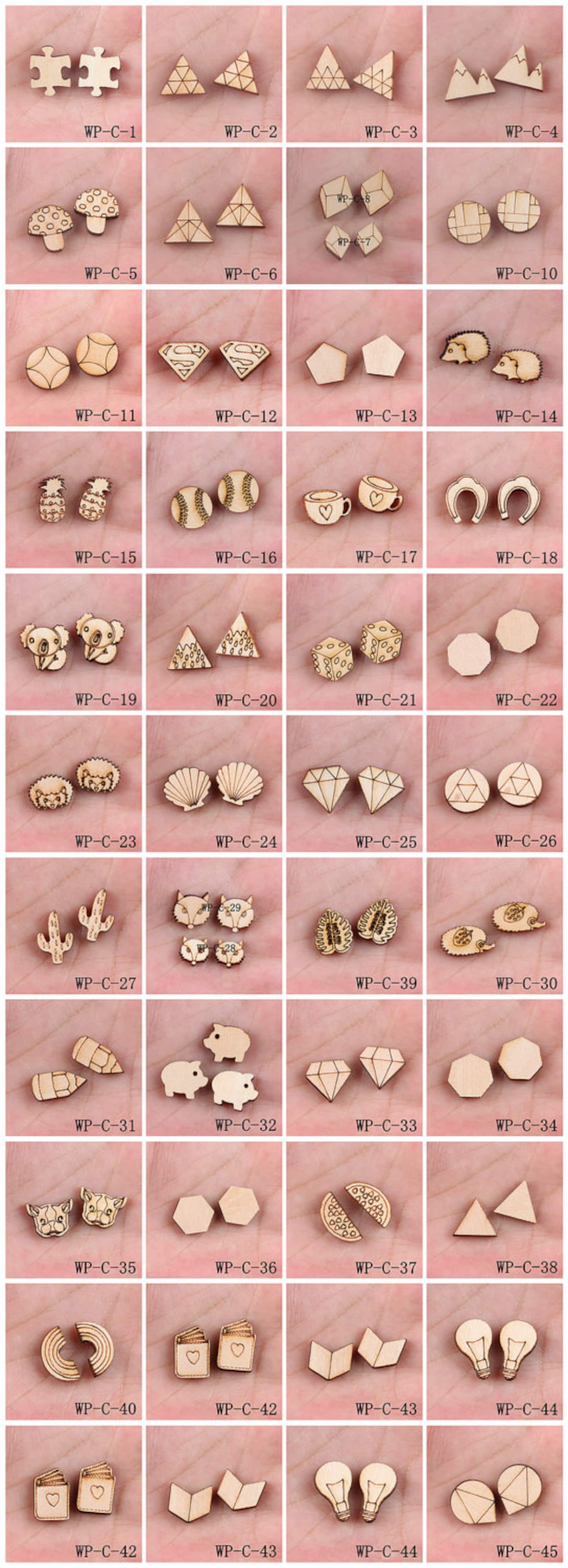 4pcs All Design DIY Laser Cut Wood Cute Geometric Round Charms - Etsy ...