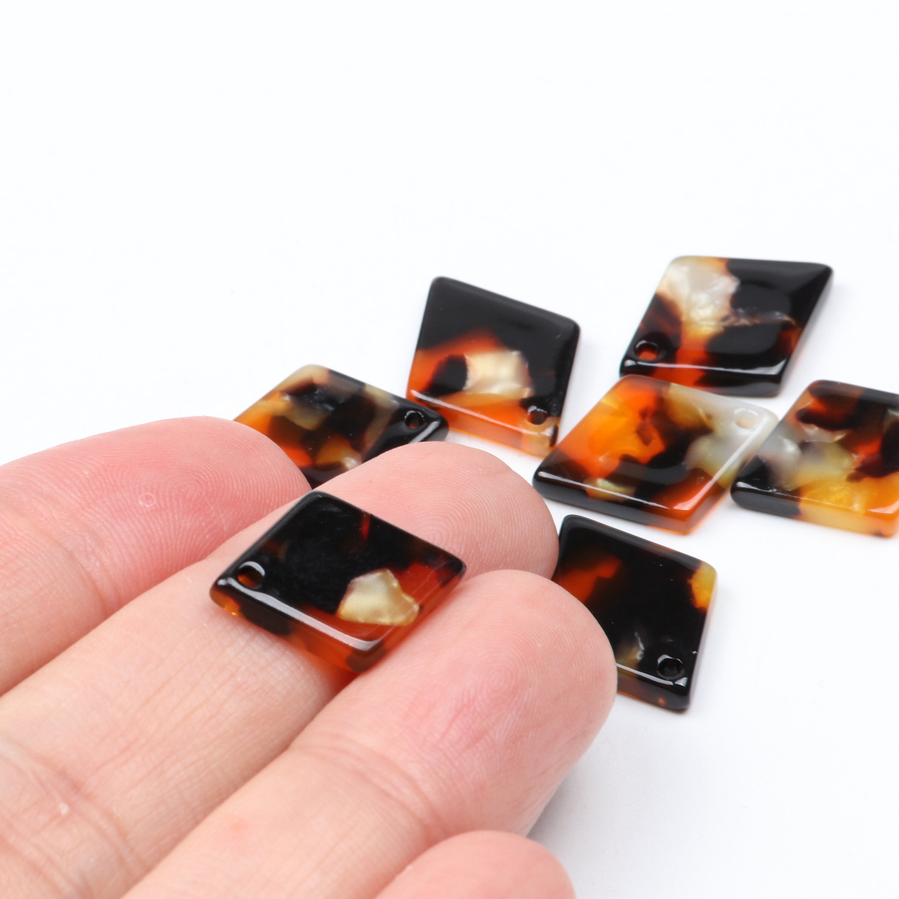 Tortoise Shell BeadsAcetate Acrylic Earrings CharmsDiamond | Etsy