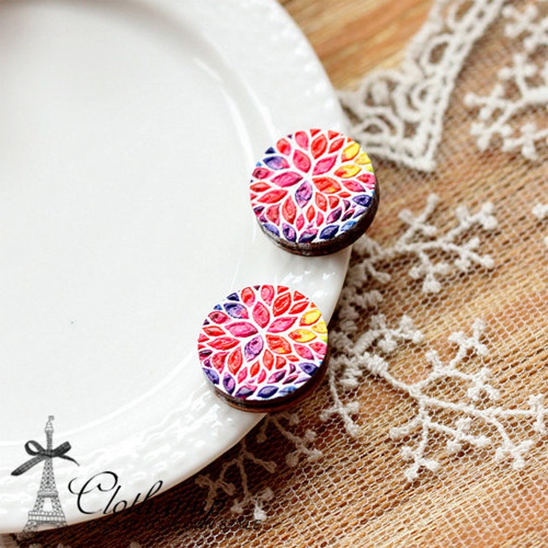 20% off NEW Unique 3D Embossed Flower 16mm Round Handmade - Etsy