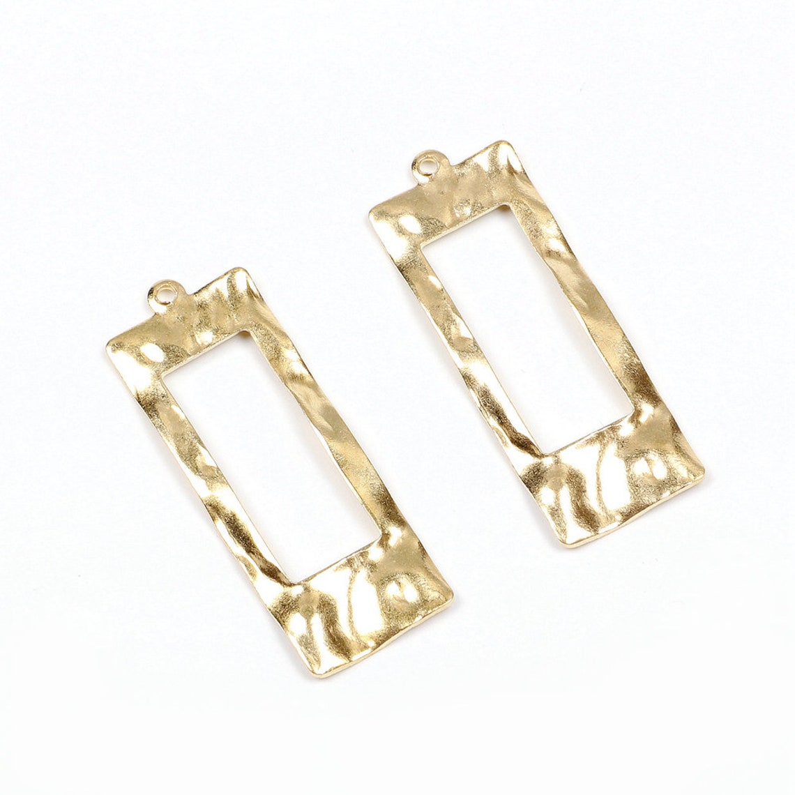 Brass Rectangle Charms,raw Brass Hammered Earring Findings,textured ...