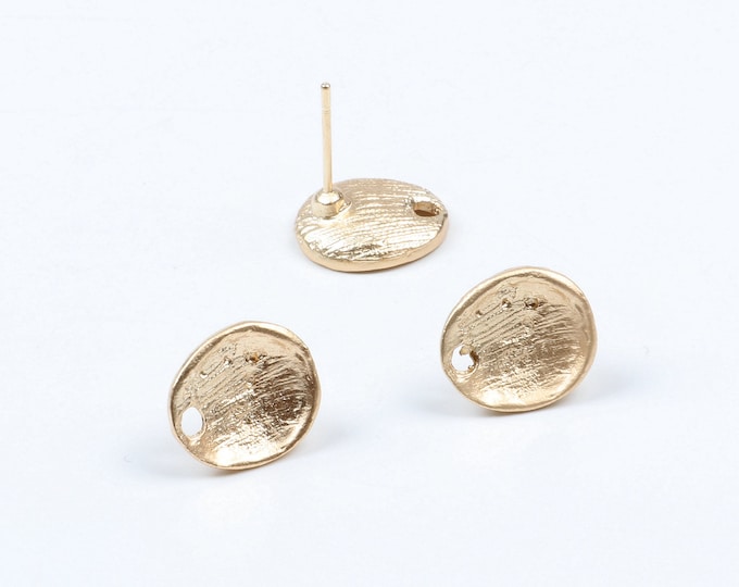 Matt Gold Planted Earringearring Studpost Earring With Round - Etsy