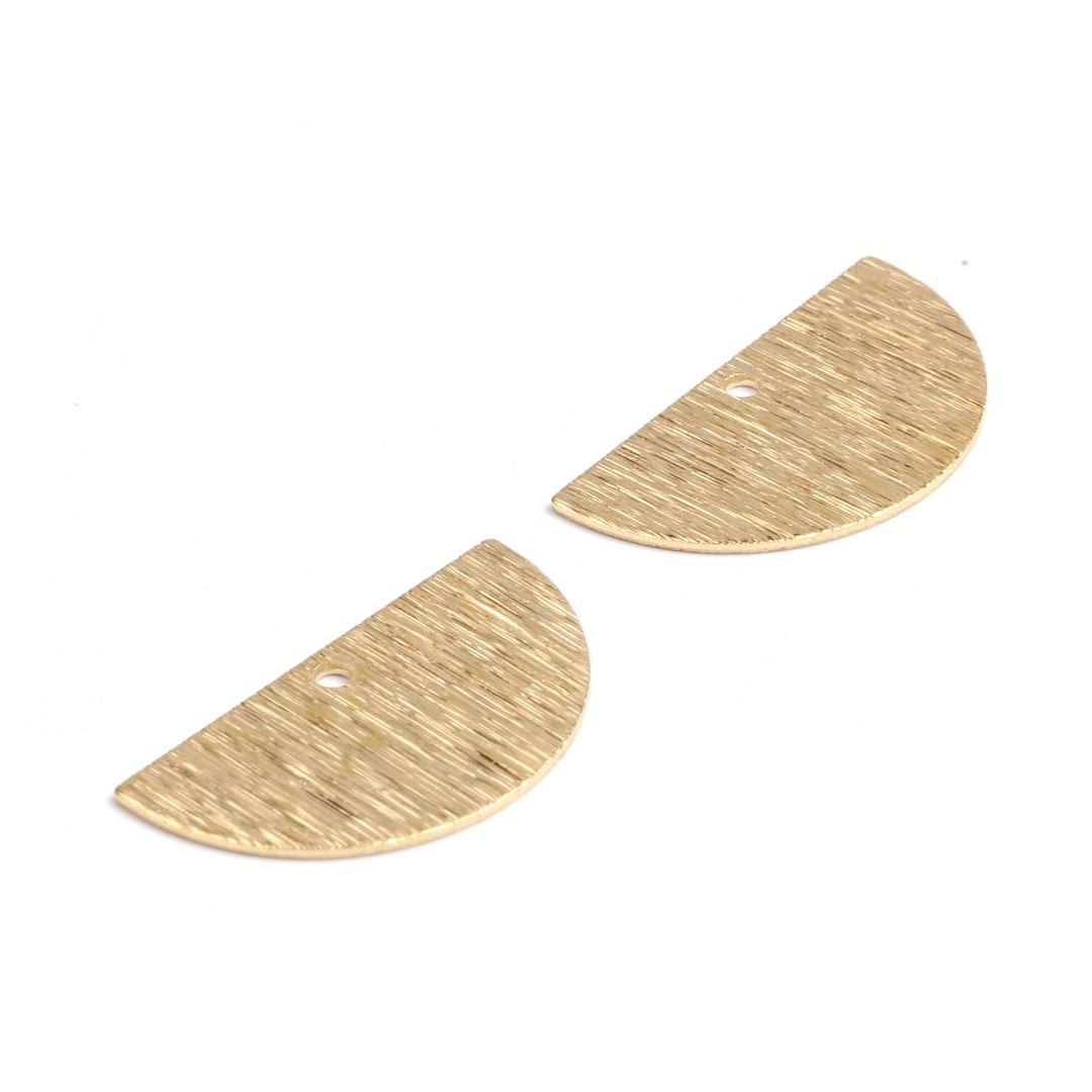Raw Brass Half Moon Textured Charms,semi Circle Connector With 1 Holes ...