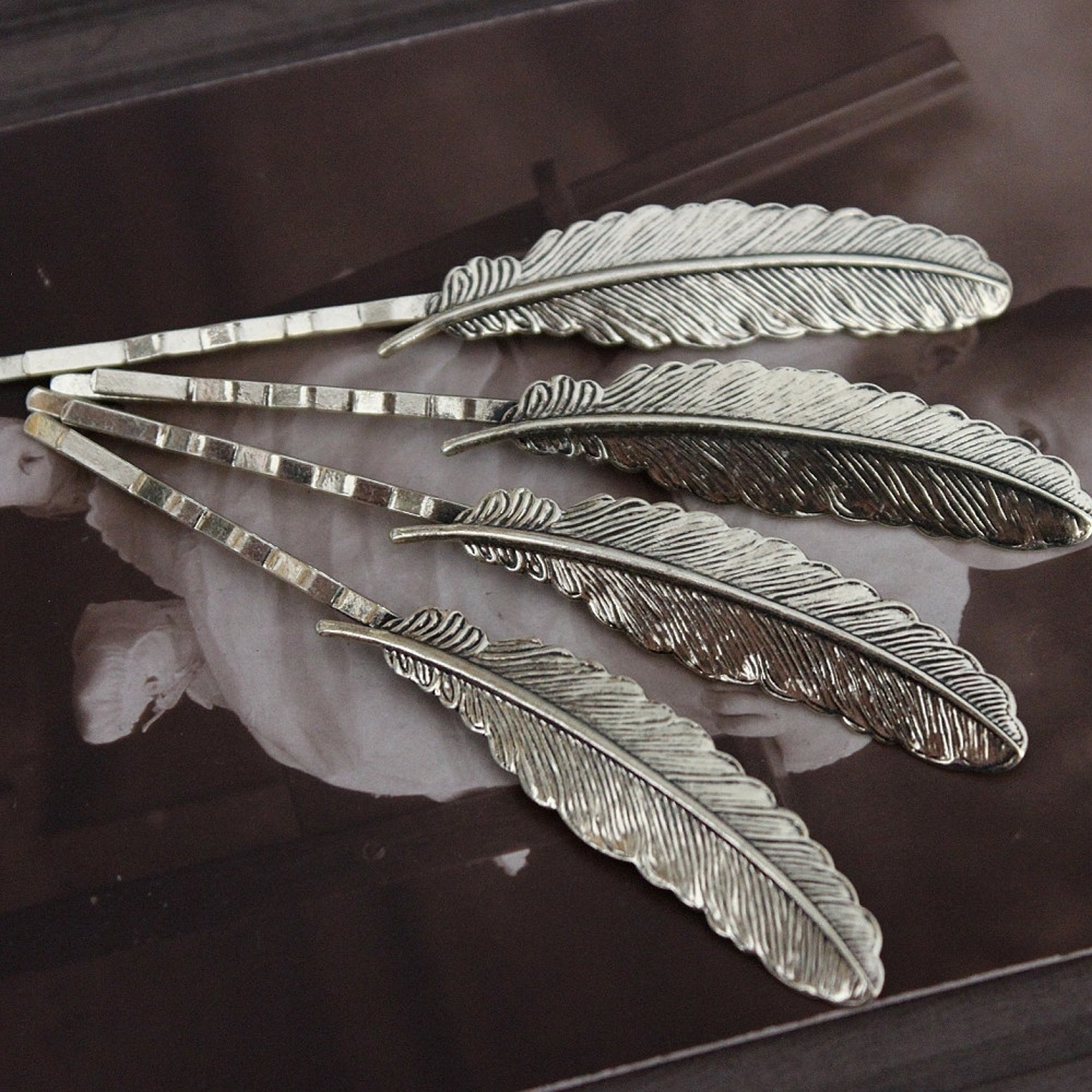 20PCS New Color Wholesale Antique Brass Filigree Feather Hair Pins Clip ...