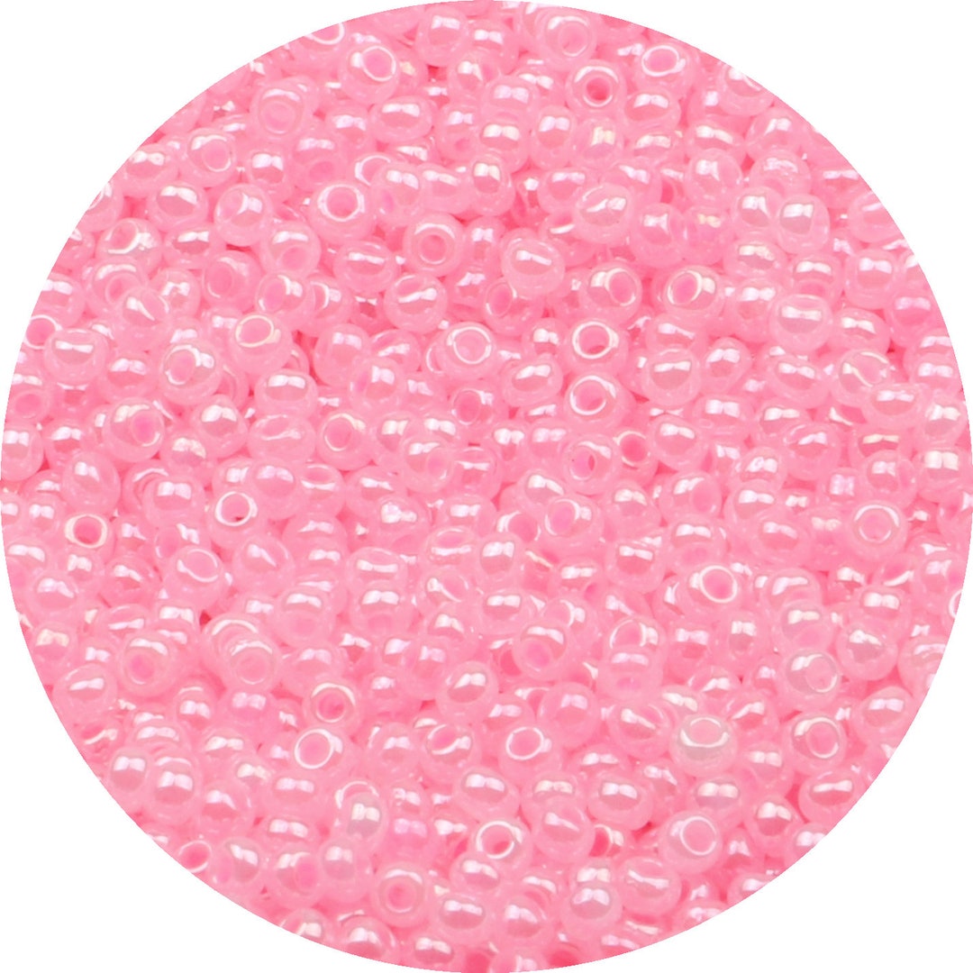 2mm Hot Pink Seed Beads Cream Color Glass Beads Shiny Pale Glass Seed ...