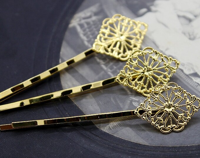 10pcs Gold Plated Brass Filigree Hair Pins Clip Setting NICKEL - Etsy