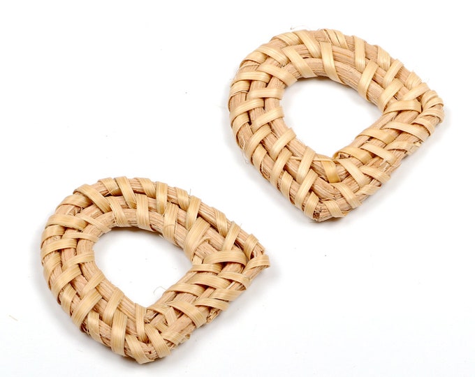 Natural Handwoven Rattan Wood Earring Hoops Basket Shaped - Etsy