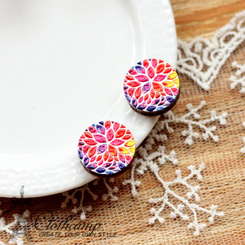 20% off NEW Unique 3D Embossed Flower 16mm Round Handmade - Etsy