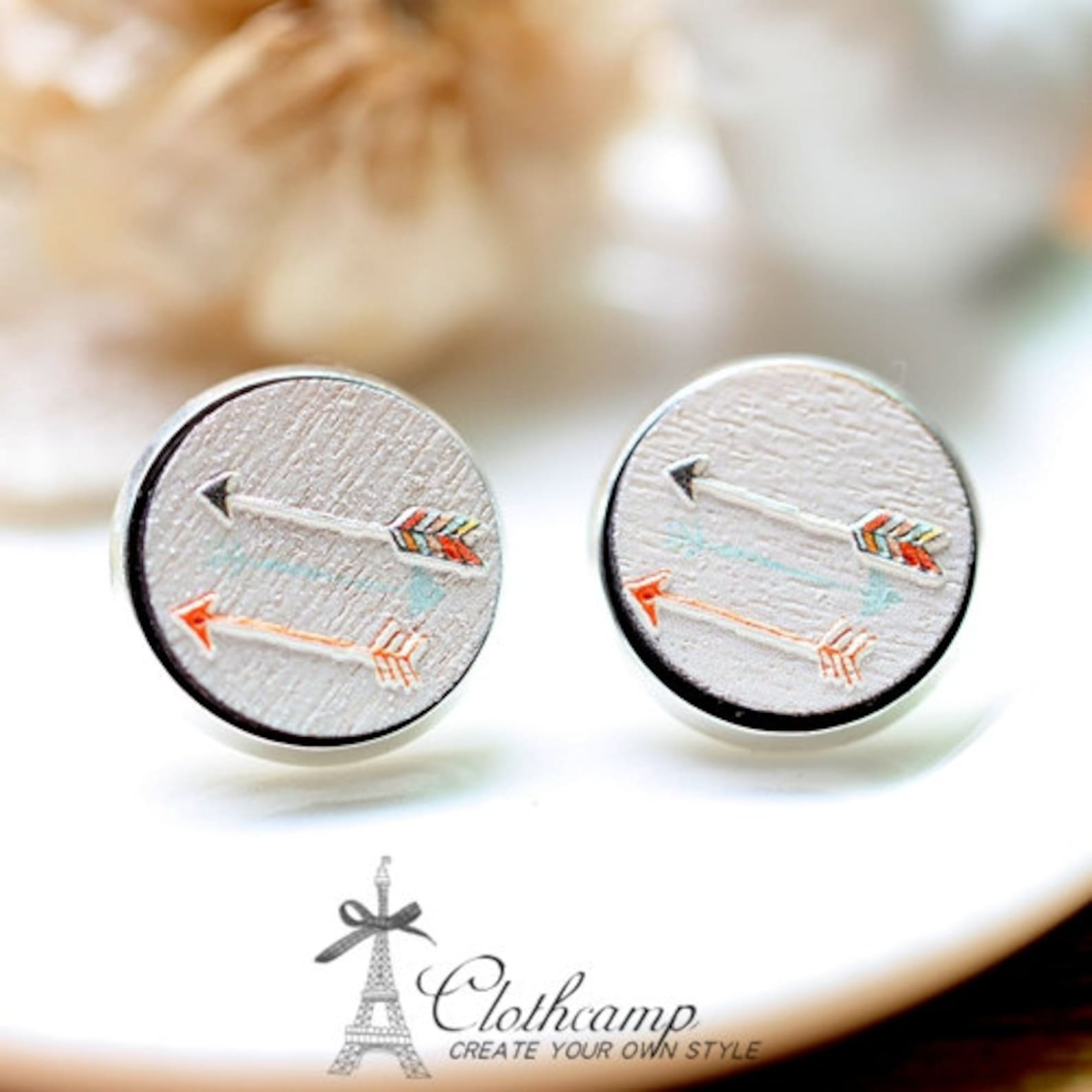 20% off -NEW Unique 3D Embossed Arrow 16mm Round Handmade Wood Cut ...